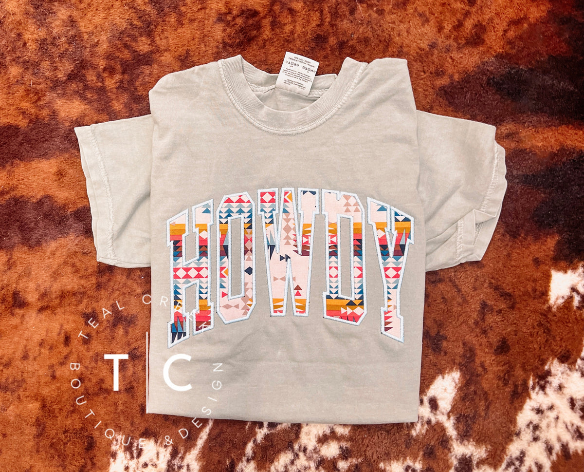 Howdy (southwest cream/ tan) tee – Teal Creek Boutique & designs