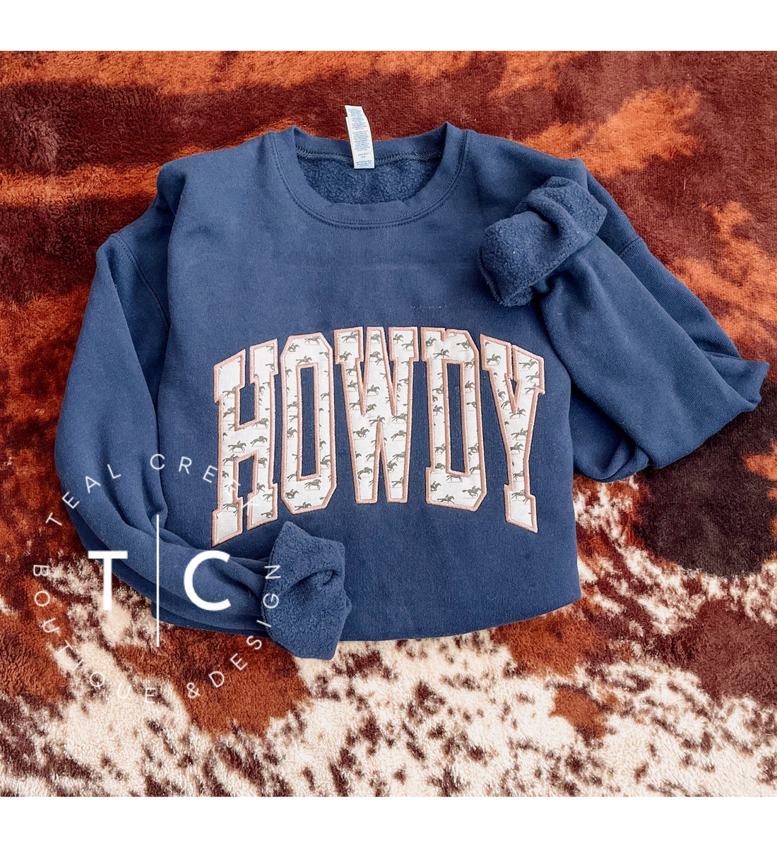 Howdy (cowboy print) sweatshirt – Teal Creek Boutique & designs